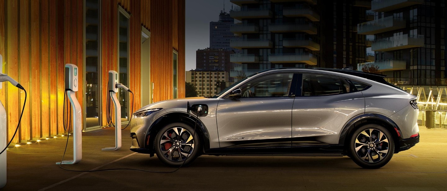 All-Electric Ford Mustang Mach-E SUV charging | Ford UK